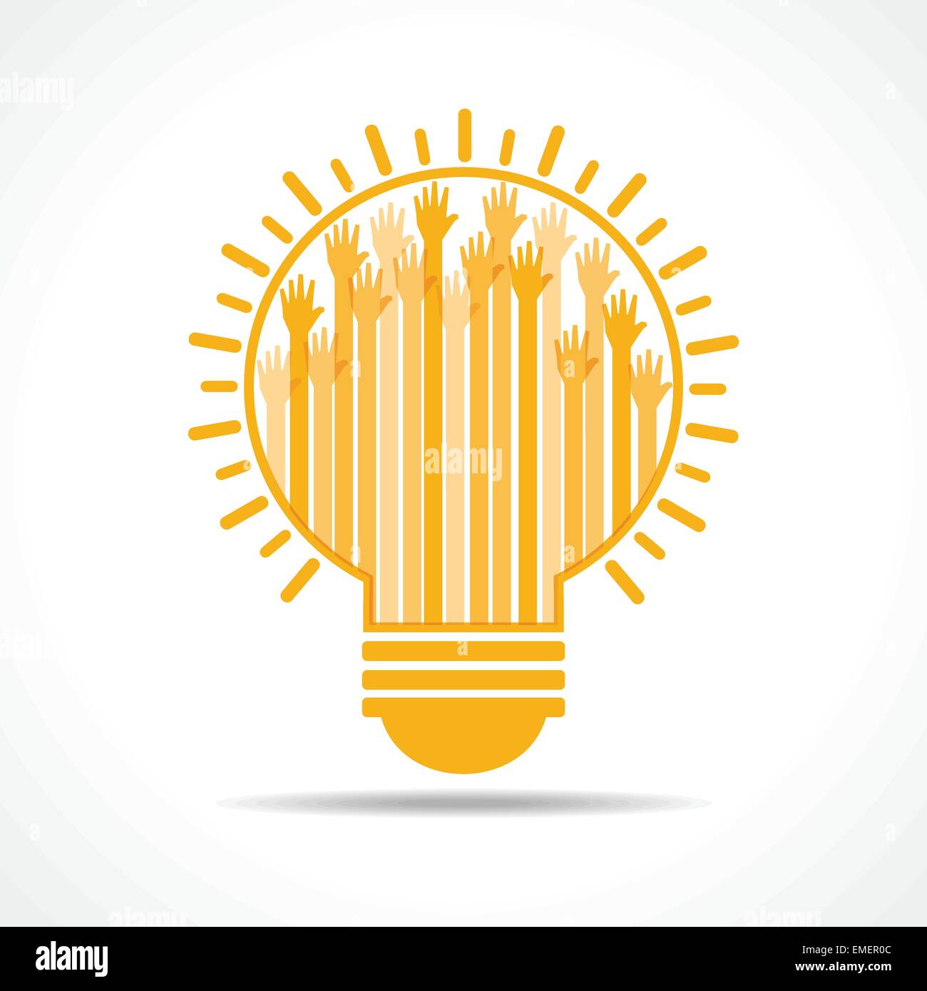 Yellow raised hand in the light-bulb stock vector Stock Vector Image ...