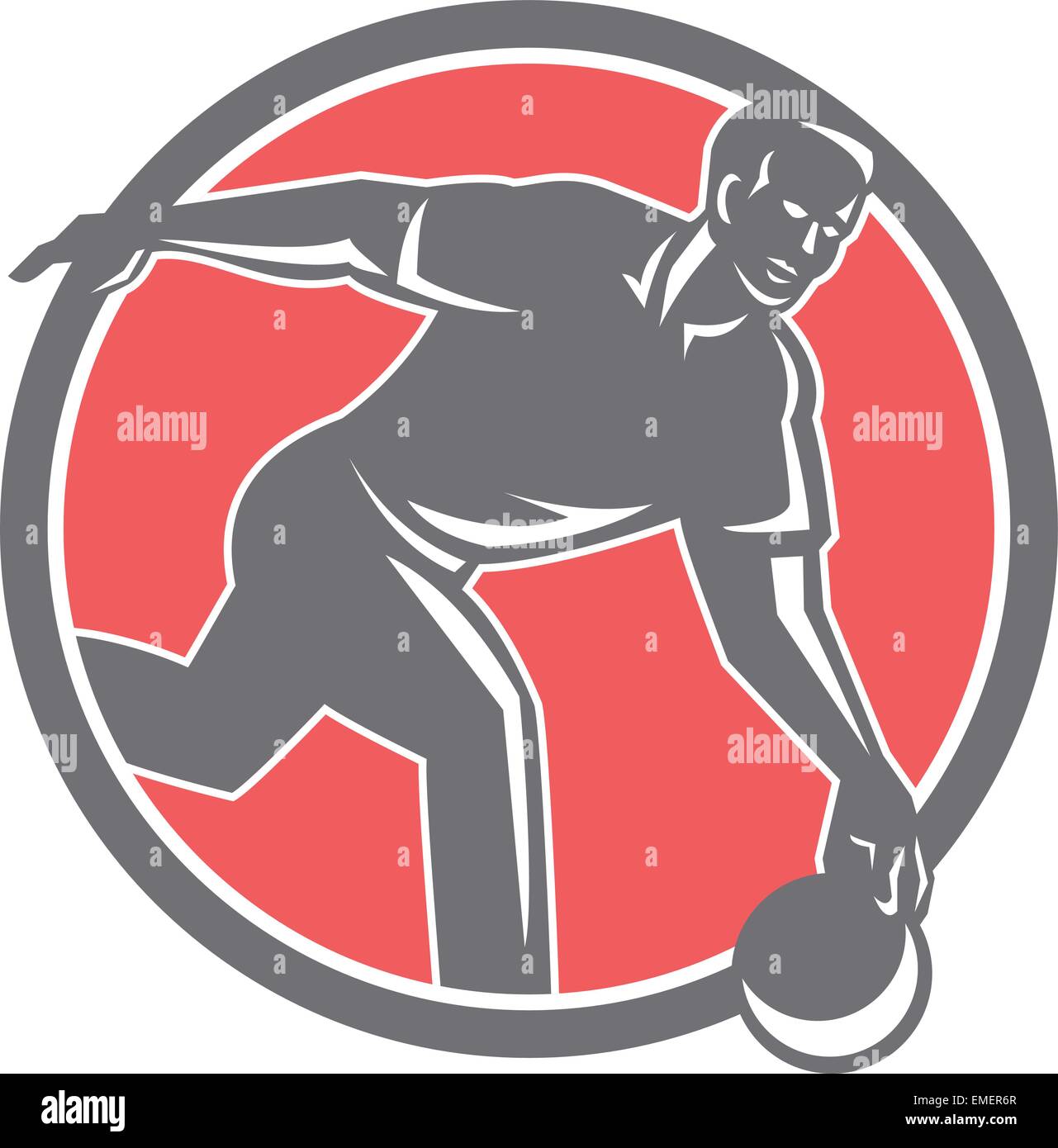 Bowler With Bowling Ball Circle Retro Stock Vector Image & Art - Alamy