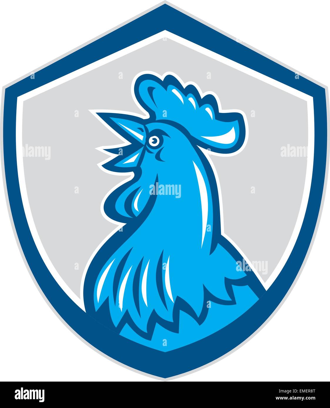 Chicken Rooster Head Crowing Shield Retro Stock Vector Image & Art - Alamy
