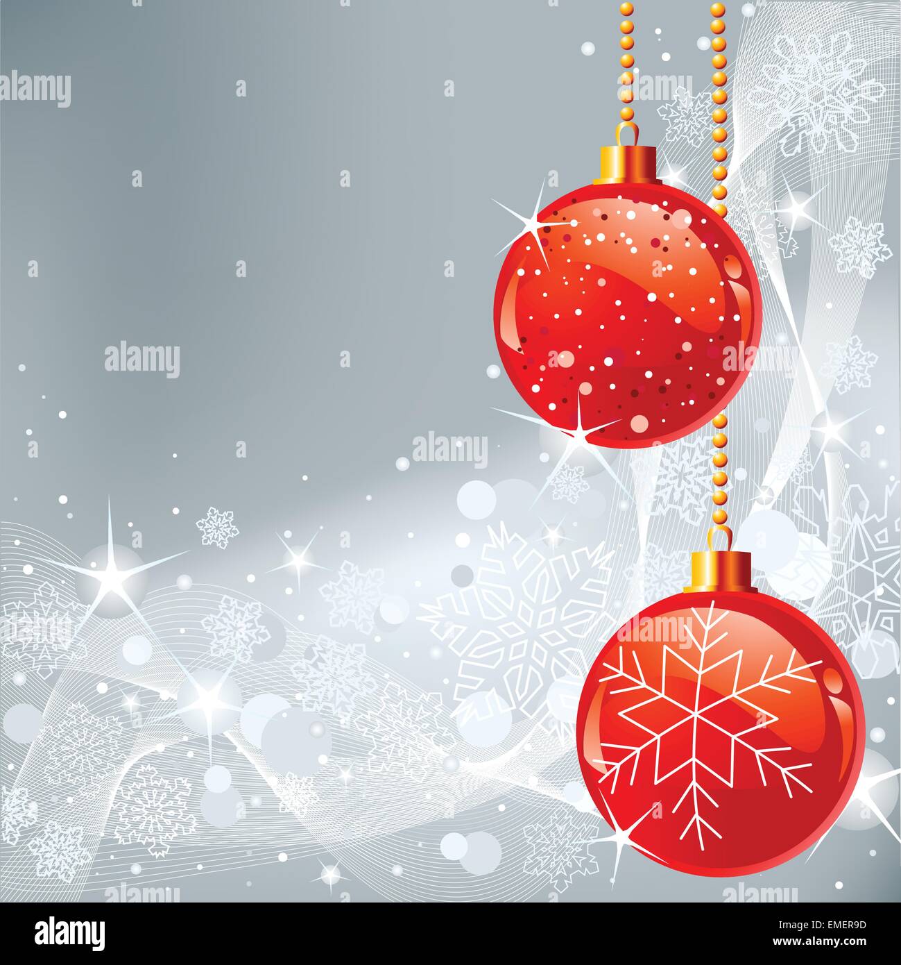 Red christmas baubles snow Stock Vector Images - Alamy