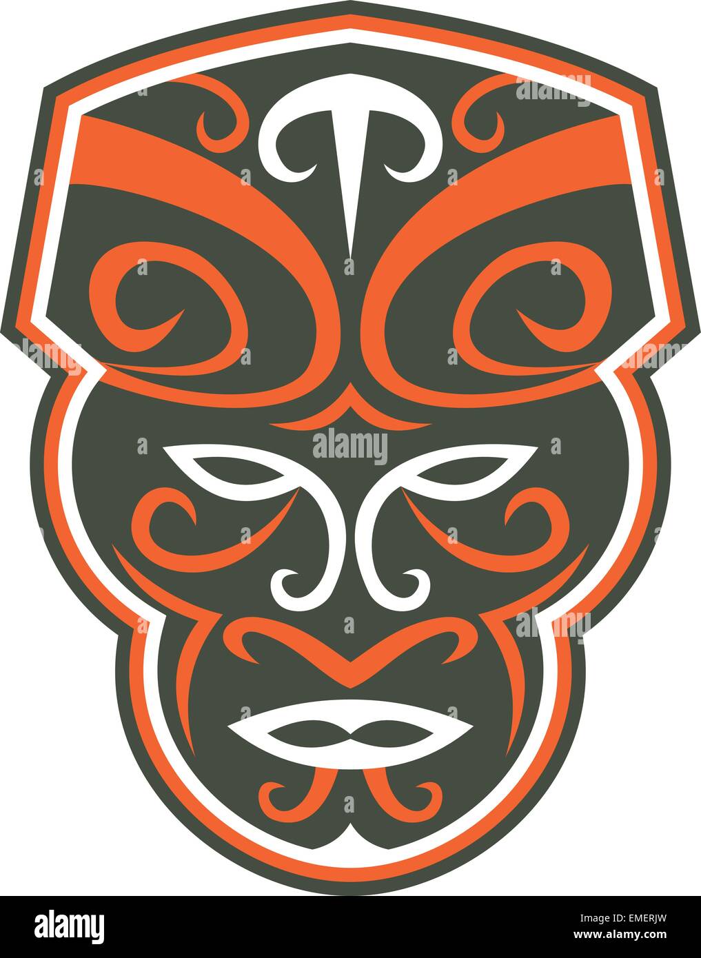 Maori Mask Face Front Retro Stock Vector Image & Art - Alamy