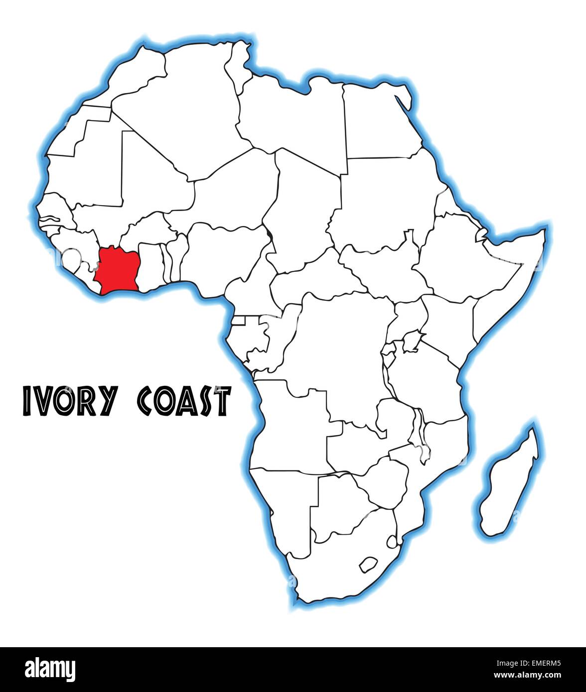 Ivory coast map vector hi-res stock photography and images - Alamy