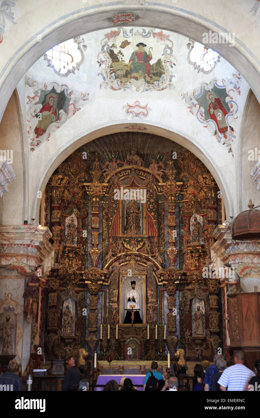 Interior view of San Xavier Del Bac Mission, Tucson, Arizona,USA Stock ...