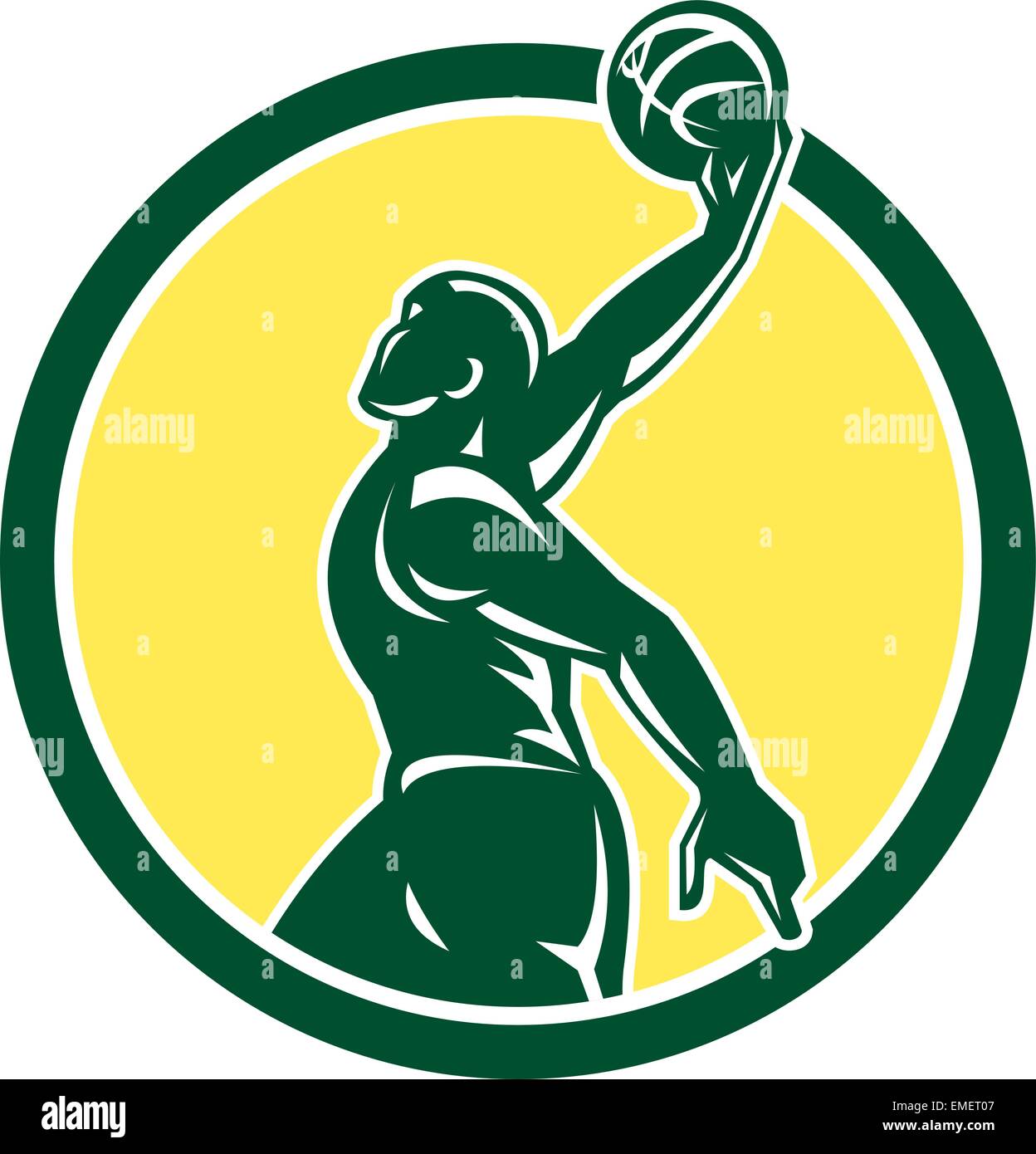 Basketball Player Dunk Ball Circle Retro Stock Vector Image & Art - Alamy