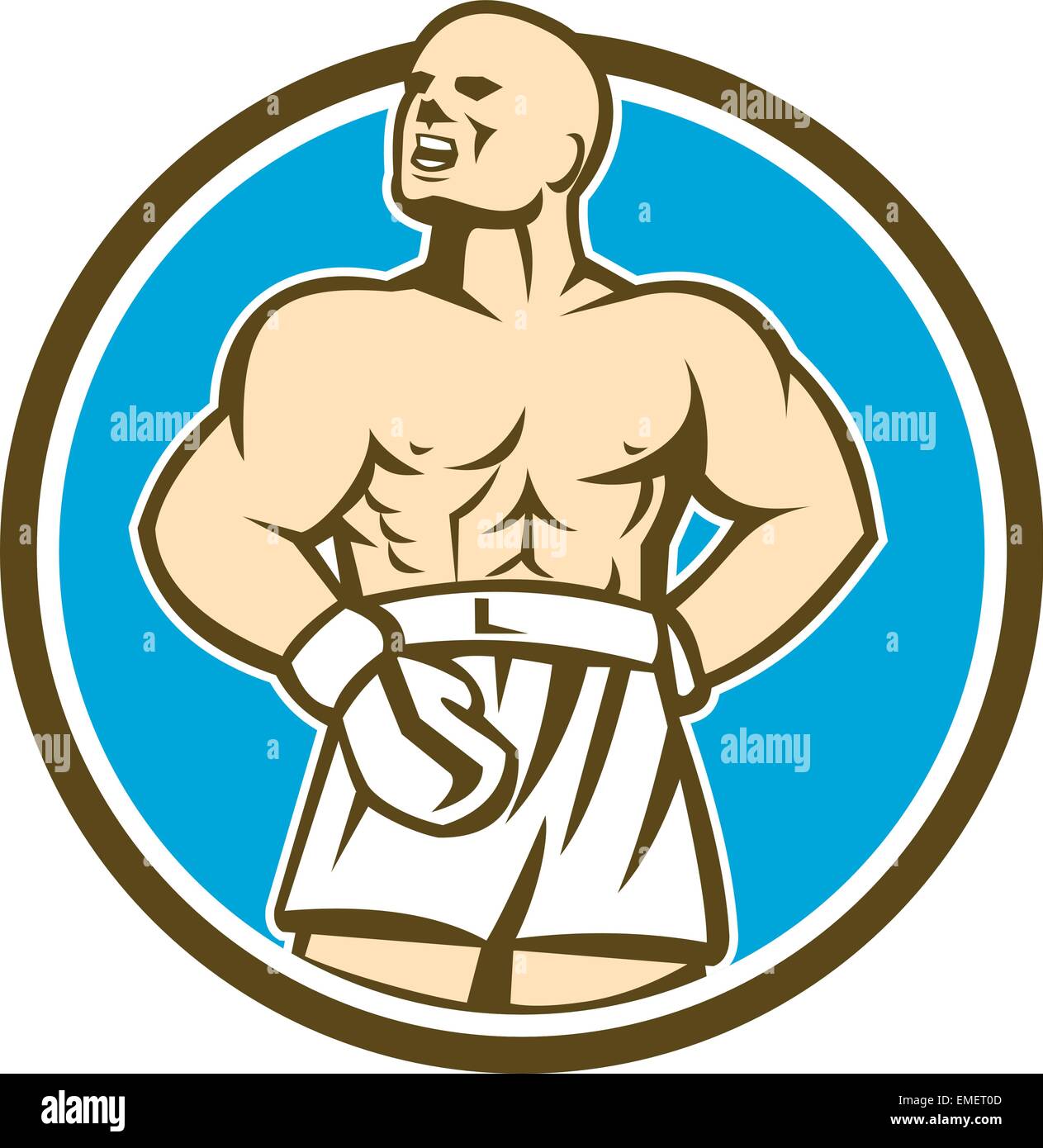 Boxer Champion Shouting Circle Retro Stock Vector Image & Art - Alamy