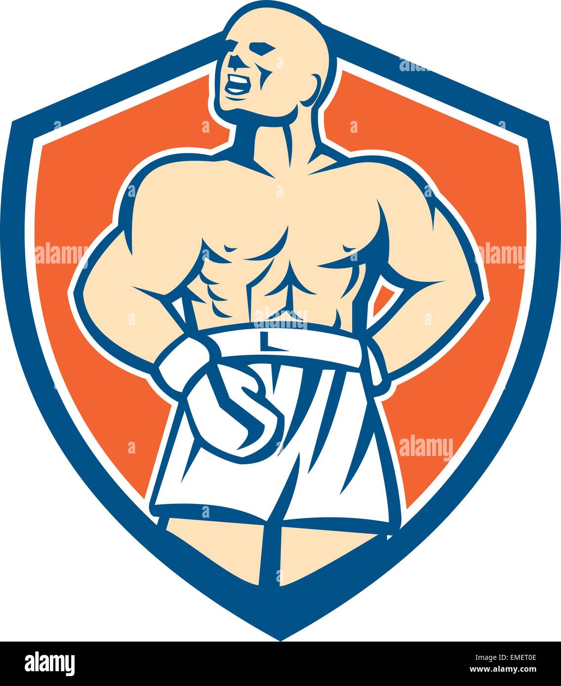 Boxer Champion Shouting Shield Retro Stock Vector Image & Art - Alamy