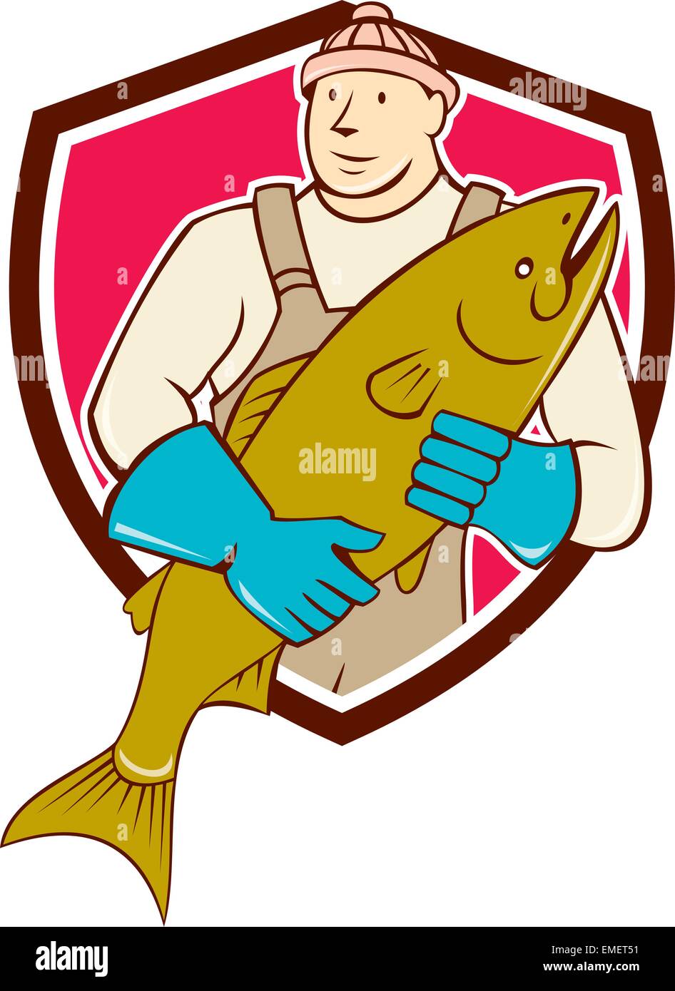Fishmonger holding salmon Stock Vector Images - Alamy
