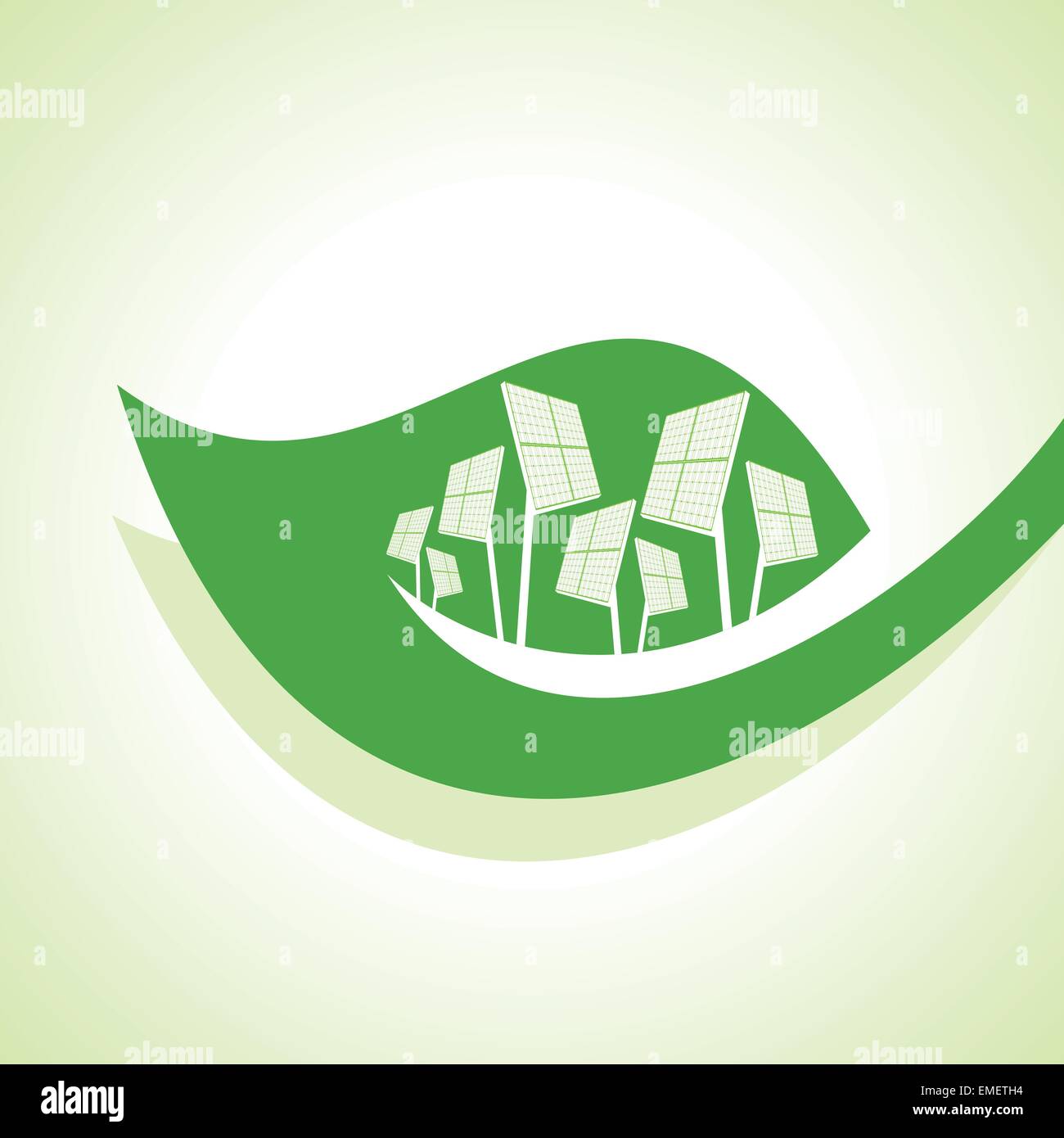 Ecology Concept - Solar panel with leaf stock vector Stock Vector Image ...