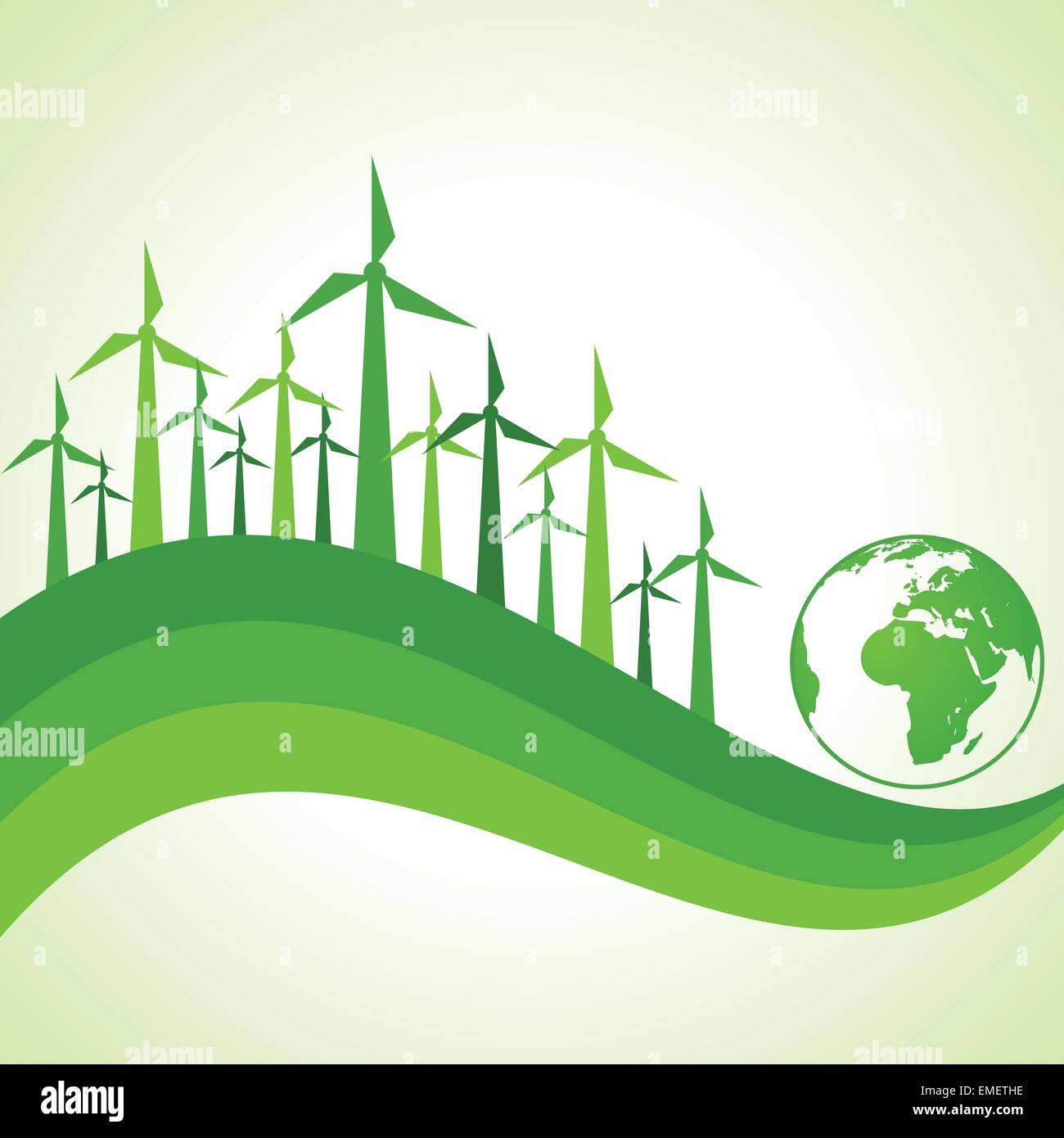 Ecology Concept - wind mill with earth stock vector Stock Vector Image ...