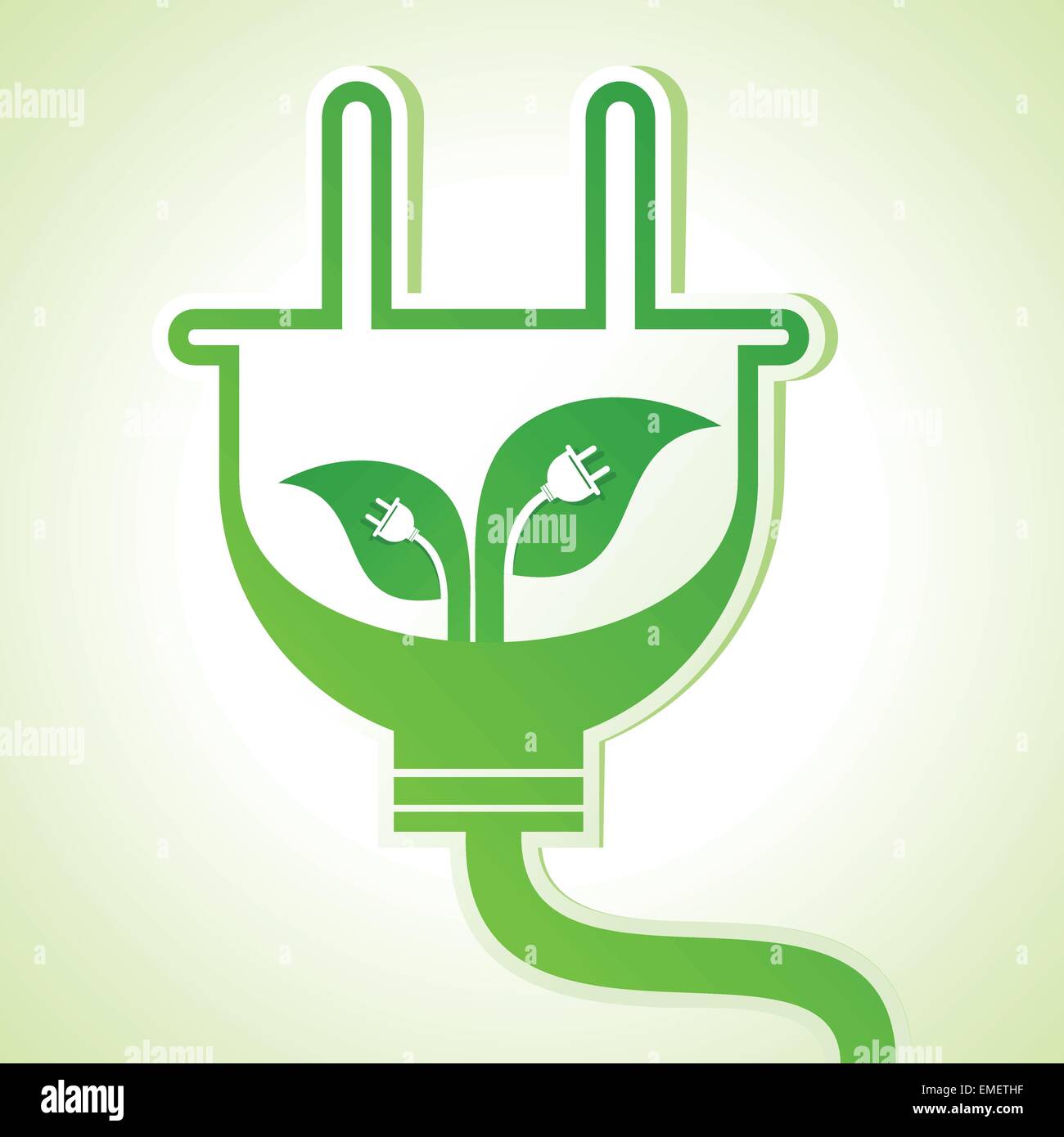 Ecology Concept - Leaf with electric plug stock vector Stock Vector ...