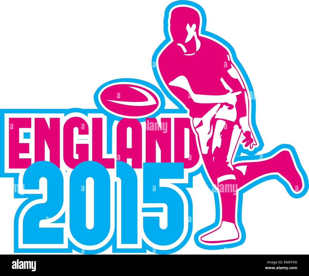 Rugby Player Passing Ball England 2015 Retro Stock Vector Image & Art ...