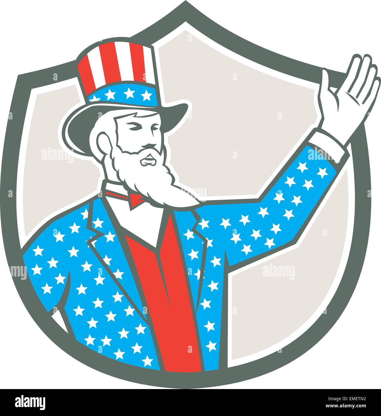 Uncle Sam American Hand Up Shield Retro Stock Vector Image & Art - Alamy