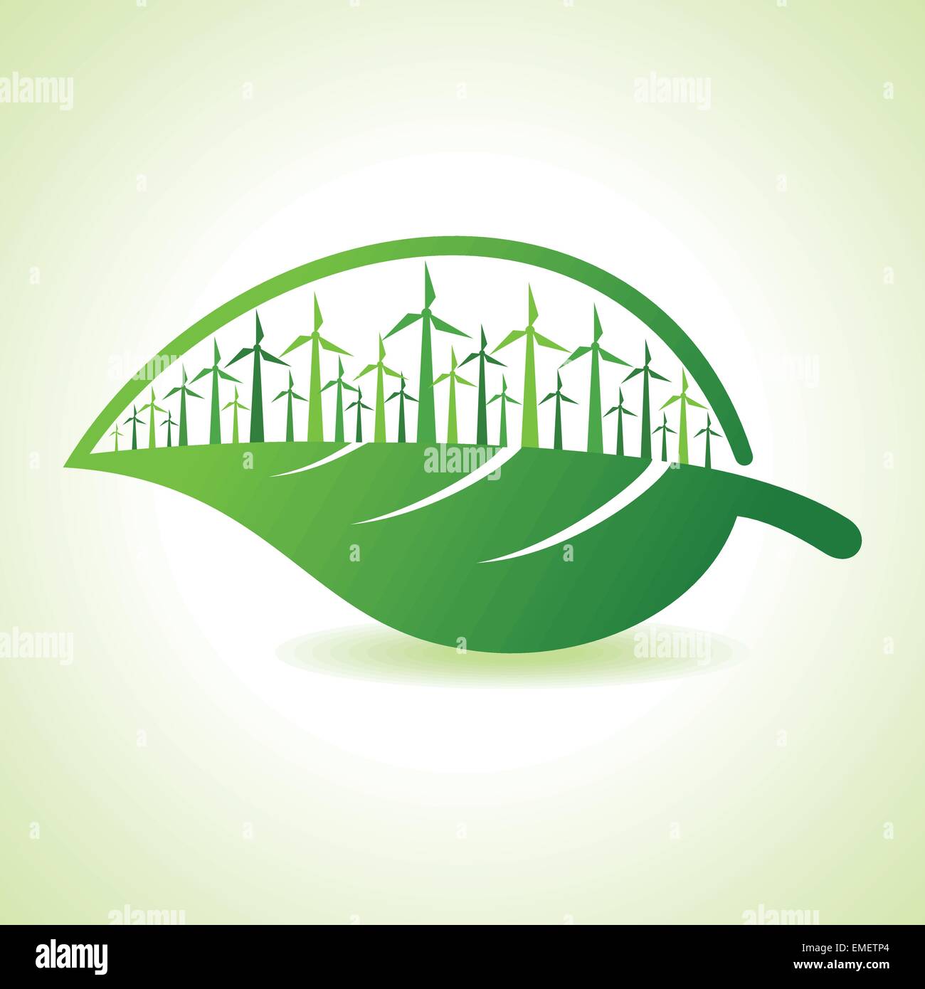 Ecology concept - Leaf with wind mill stock vector Stock Vector Image ...
