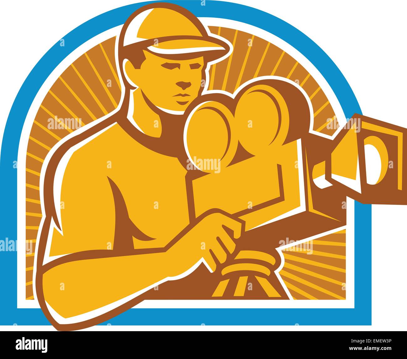Cameraman Film Crew Vintage Movie Camera Retro Stock Vector Image & Art ...