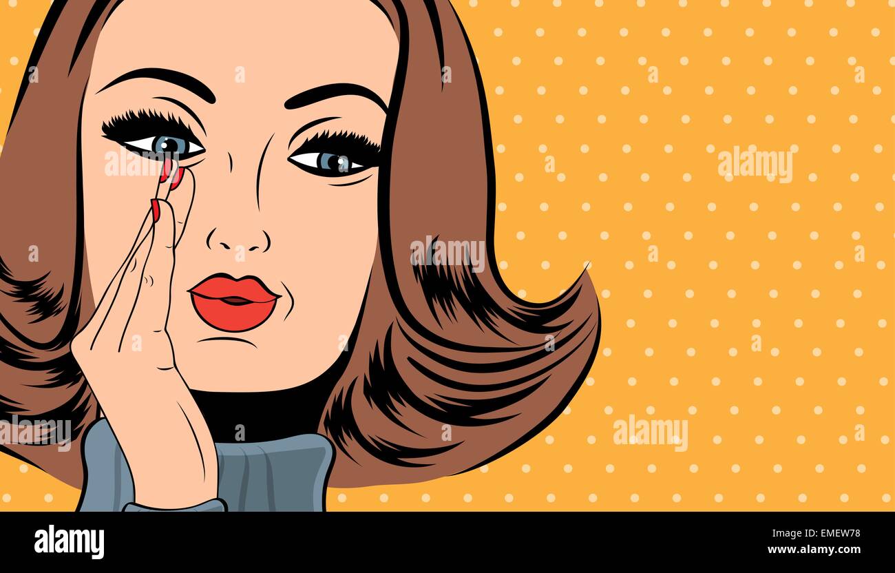 pop art cute retro woman in comics style with message Stock Vector ...