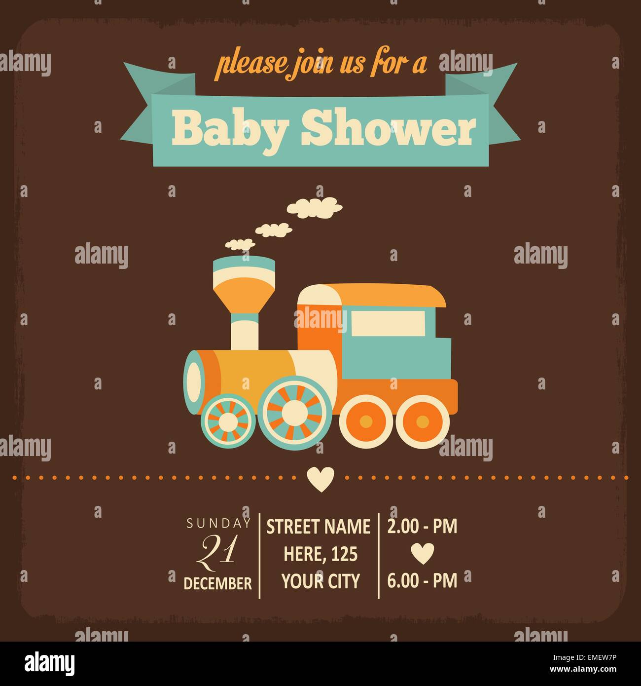 baby shower invitation in retro style Stock Vector Image & Art - Alamy