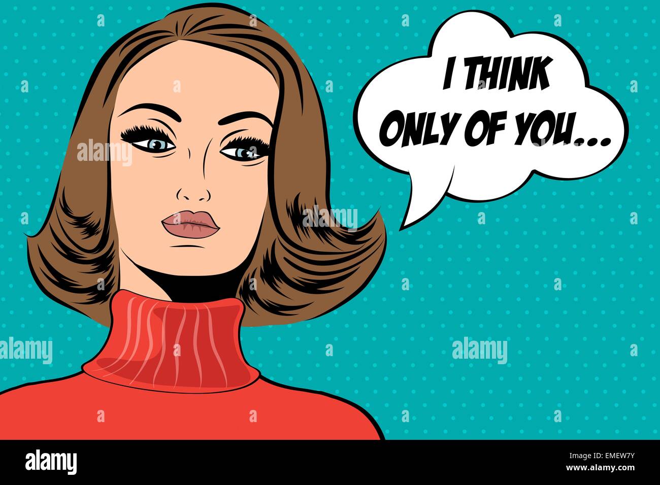 pop art cute retro woman in comics style with message Stock Vector ...