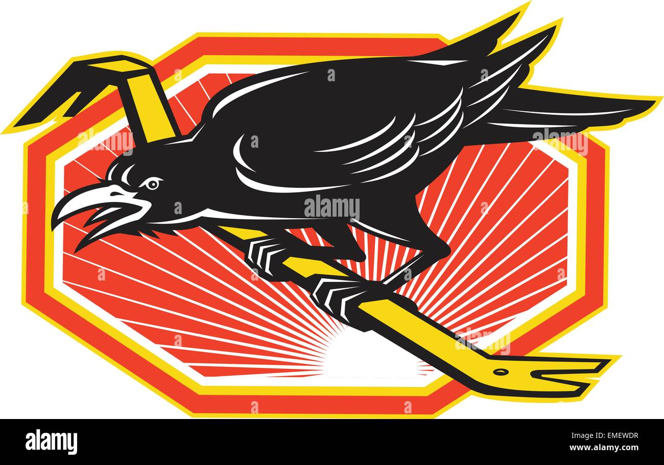 Crow Perching on Crowbar Retro Stock Vector Image & Art - Alamy