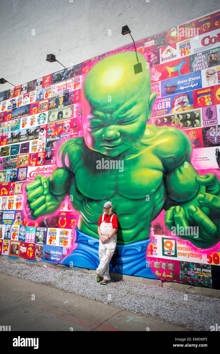 Renowned street artist Ron English poses in front of his new Bowery ...