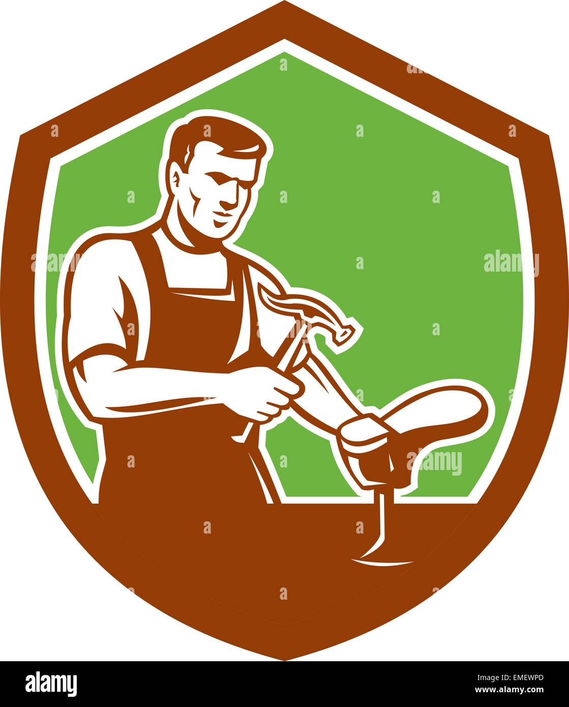 Shoemaker With Hammer Shoe Shield Retro Stock Vector Image & Art - Alamy