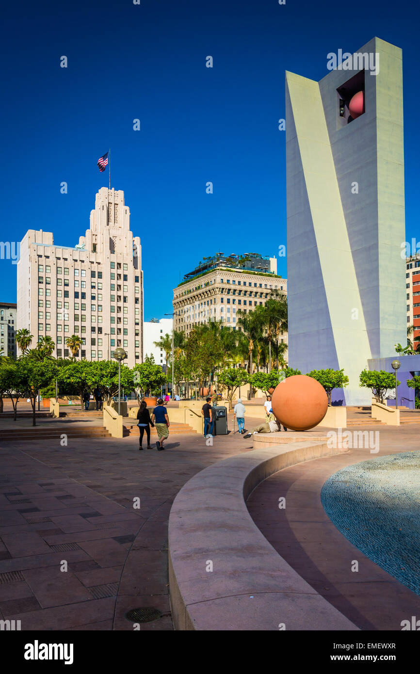 Buildings at Pershing Square, in downtown Los Angeles, California Stock ...