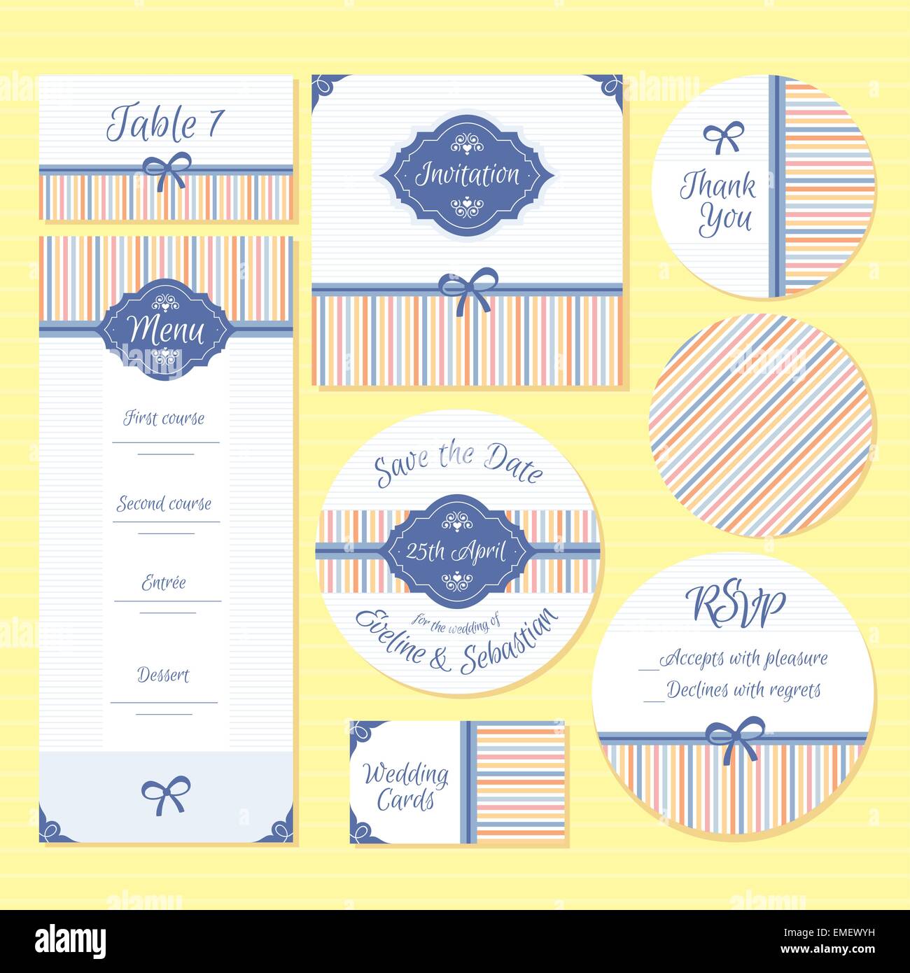 Set of retro wedding cards Stock Vector Image & Art - Alamy