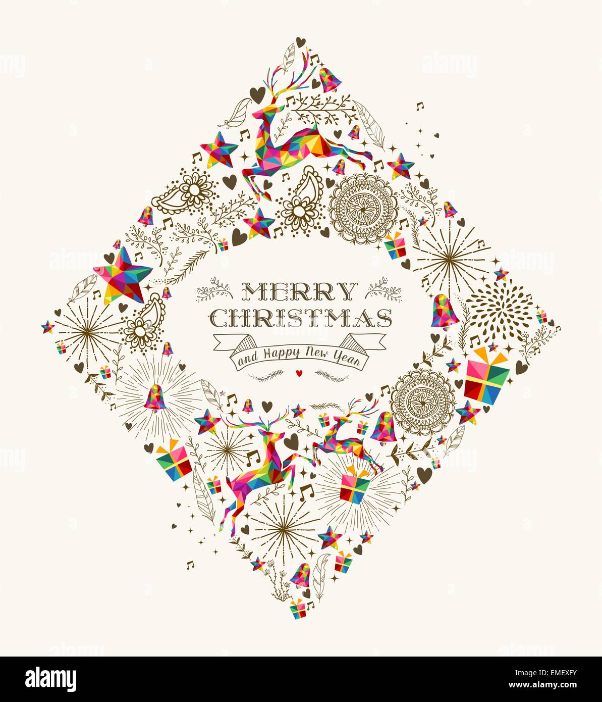 Vintage Christmas diamond greeting card Stock Vector Image & Art - Alamy