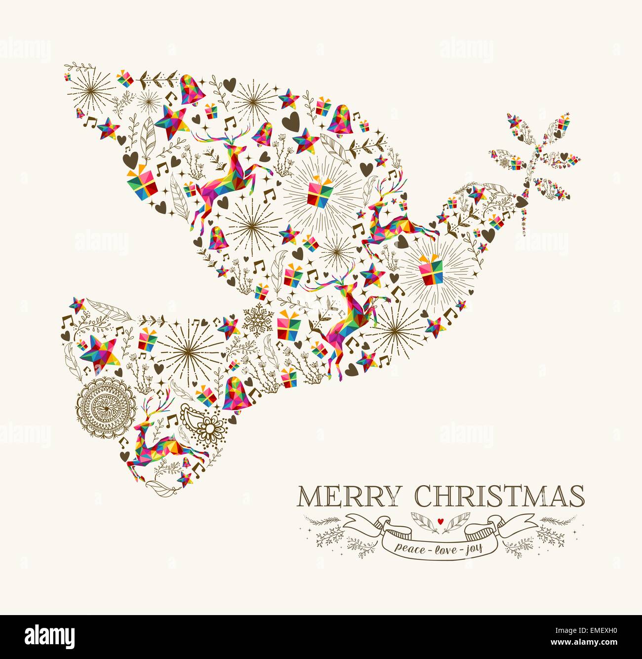 Vintage Christmas peace dove greeting card Stock Vector Image & Art - Alamy