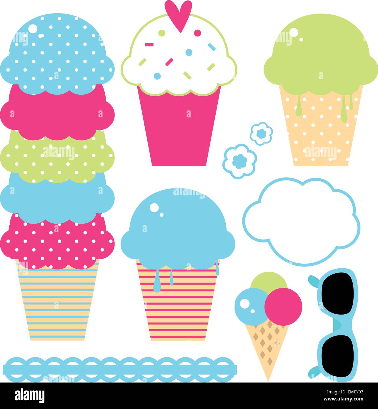 Design collection of summer colorful ice creams Stock Vector Image ...