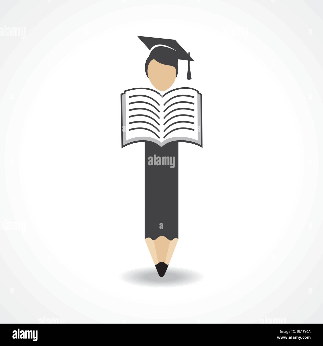 Student design with pencil and wear graduation cap with reading book ...