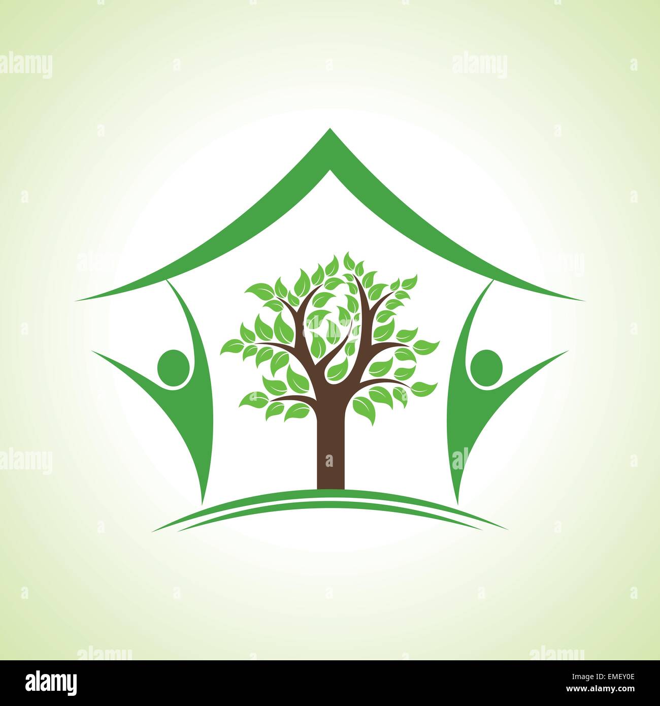 Eco home icon with tree and persons, vector illustration Stock Vector ...