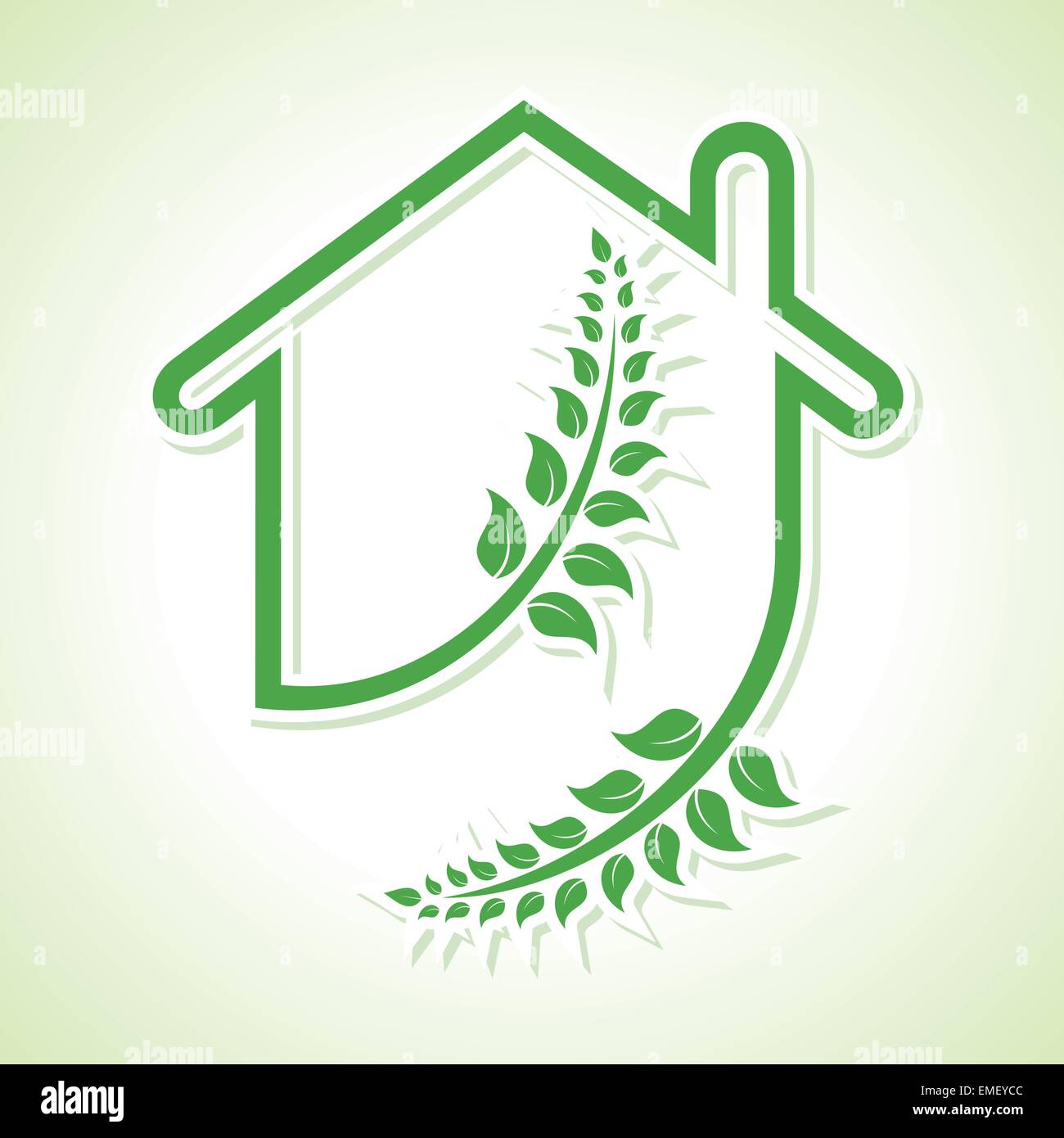 Eco home icon with leaves on white background stock vector Stock Vector ...