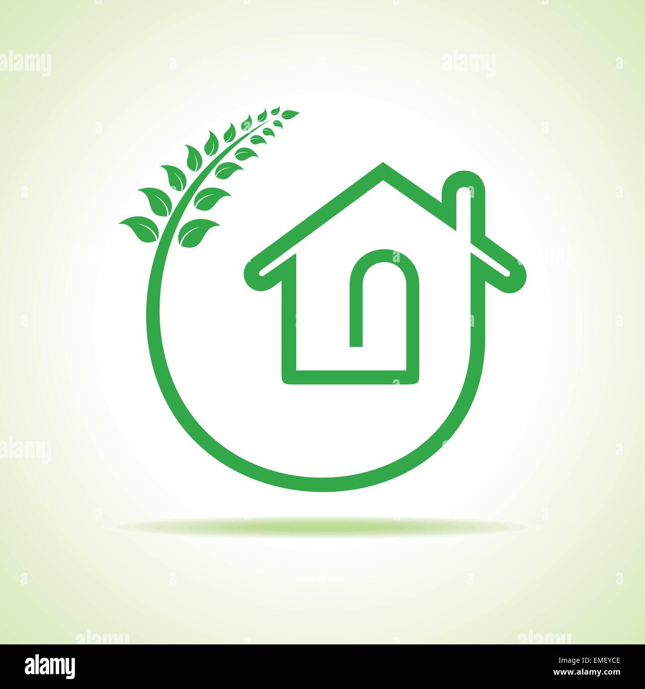 Eco home icon with leaves on white background stock vector Stock Vector ...