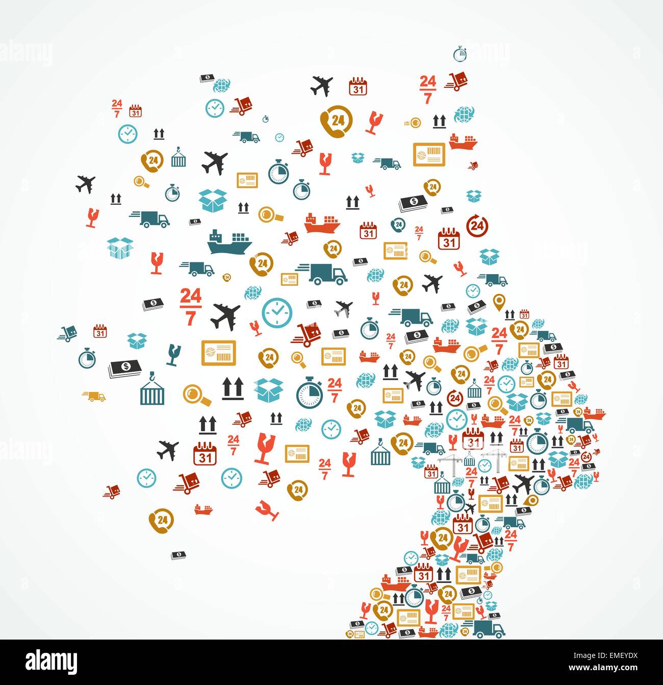 Logistics app icons splash Woman head Stock Vector Image & Art - Alamy