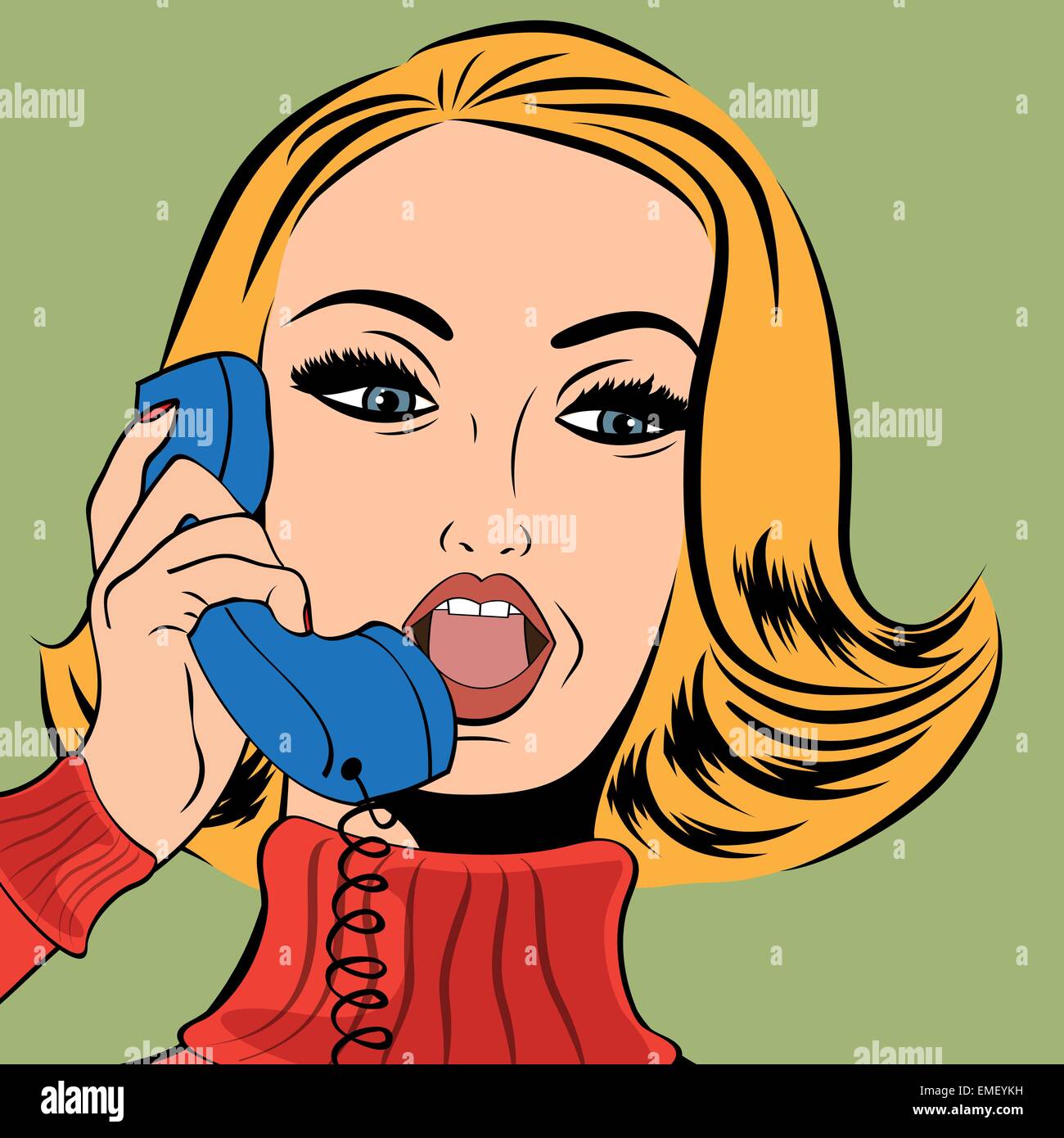 Pop Art Retro Woman In Comics Style Talking On The Phone Stock Vector