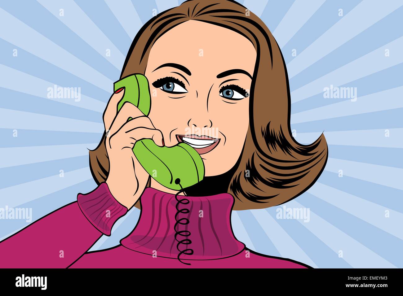 Pop Art Retro Woman In Comics Style Talking On The Phone Stock Vector