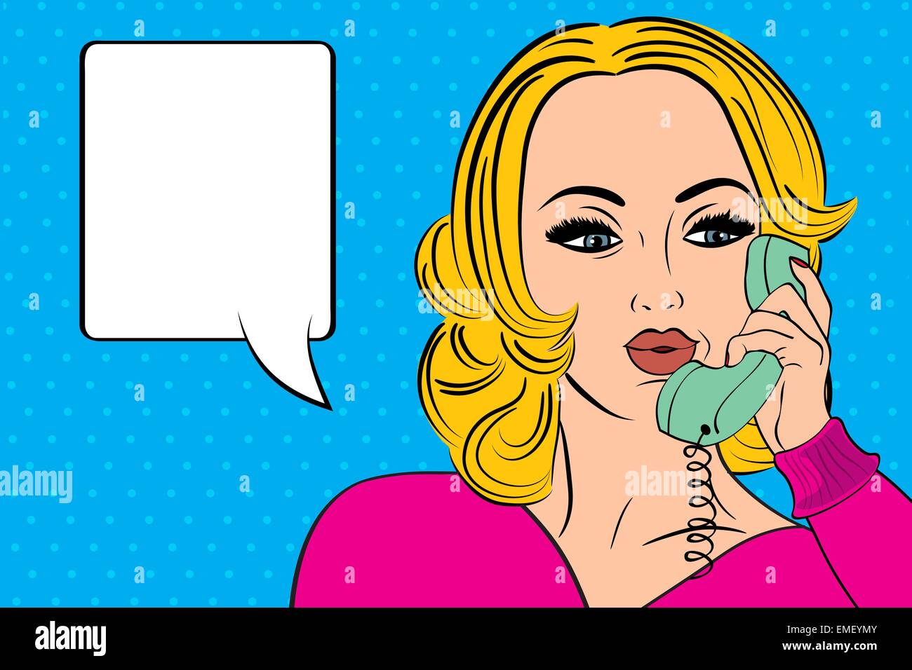pop art retro woman in comics style talking on the phone Stock Vector ...