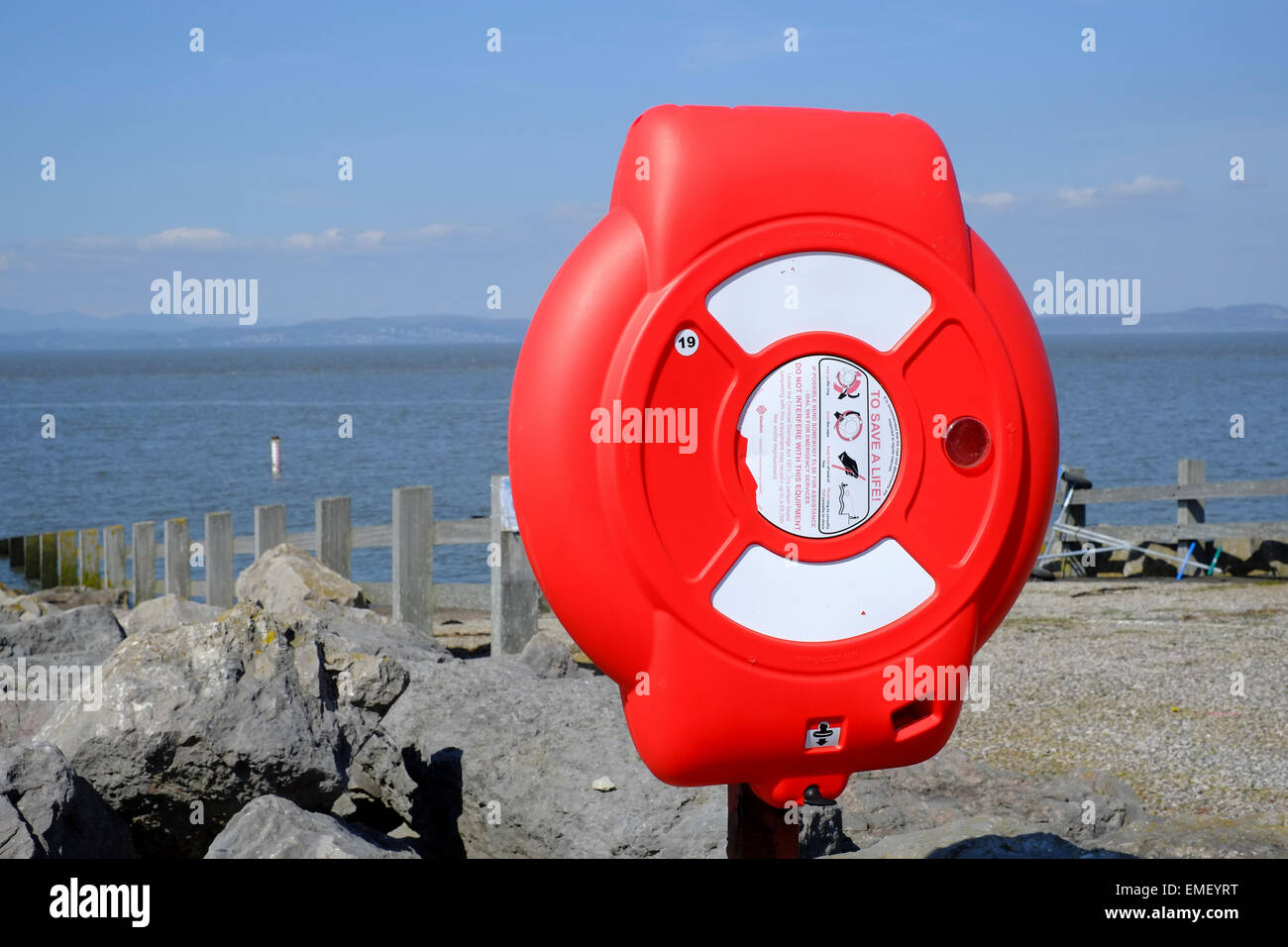 Life Ring Safety Equipment along Morecambe seafront Stock Photo - Alamy