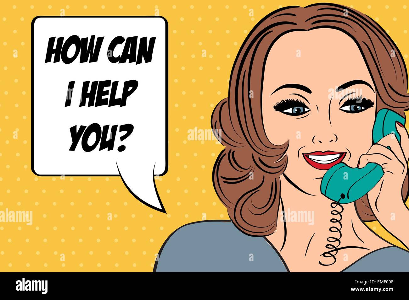 pop art retro woman in comics style talking on the phone Stock Vector ...