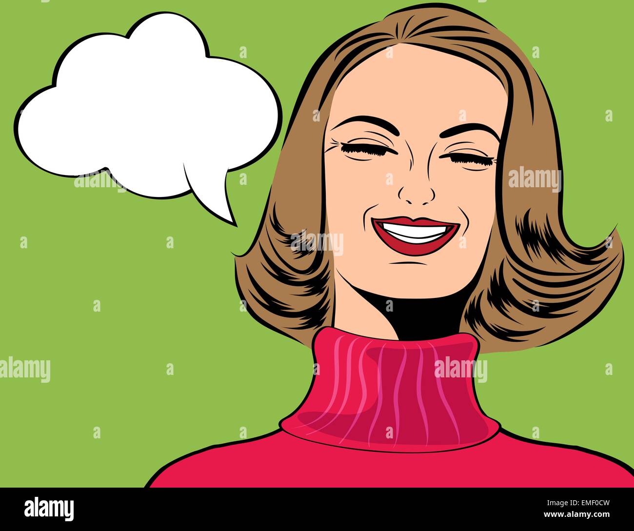 pop art cute retro woman in comics style laughing Stock Vector Image ...