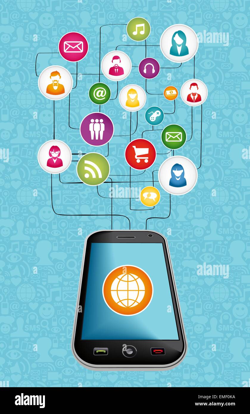 Mobile and social network Stock Vector Images - Alamy
