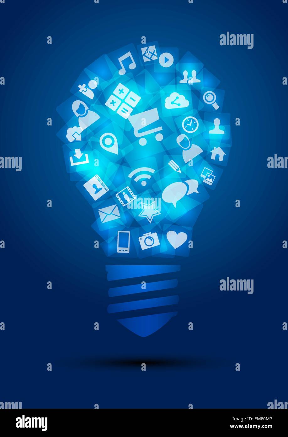 Social media idea concept light bulb Stock Vector Image & Art - Alamy