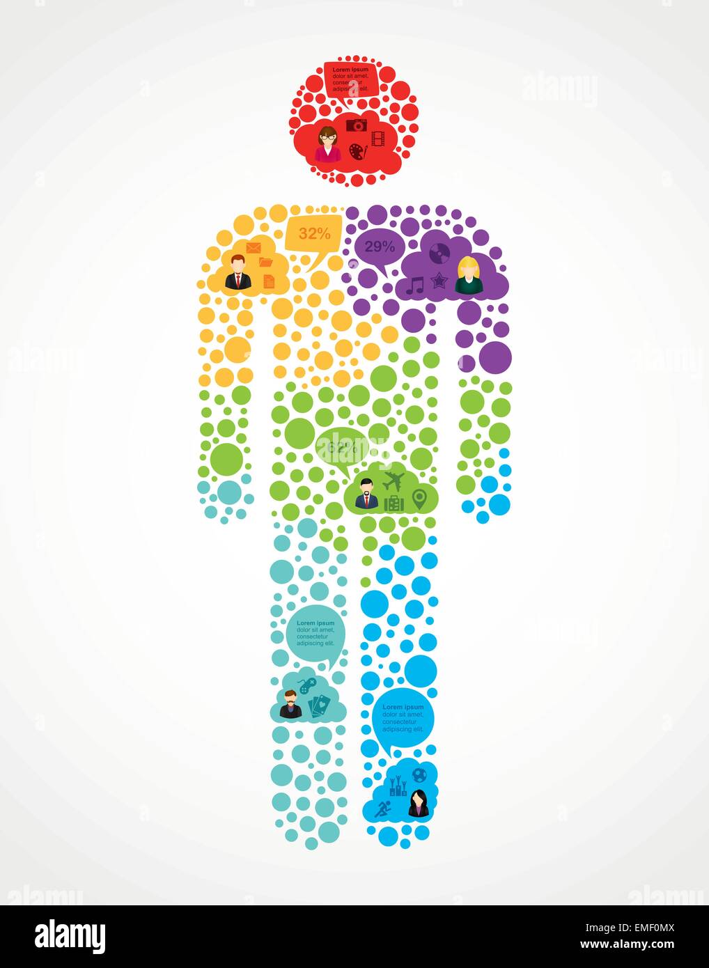 Social media man shape infographic illustration Stock Vector Image ...