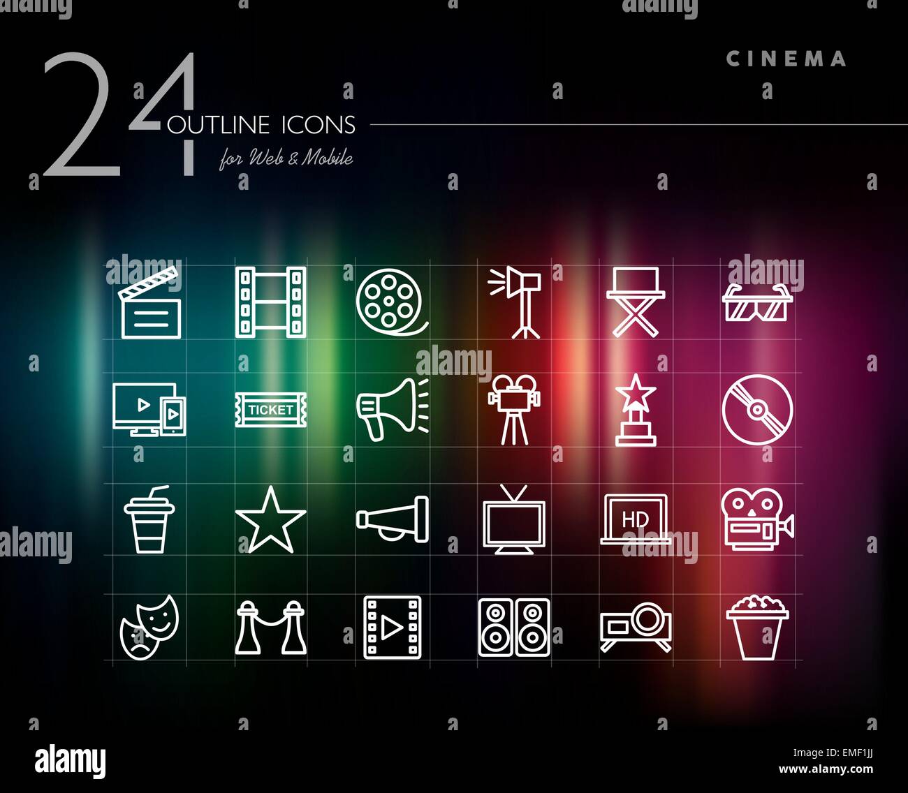 Cinema and movie outline icons set Stock Vector Image & Art - Alamy