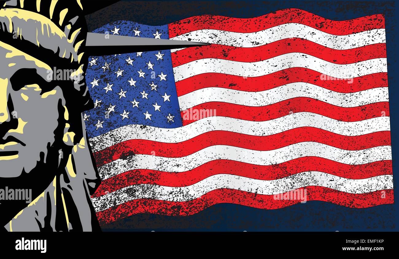 Statue liberty american flag waving hi-res stock photography and images ...