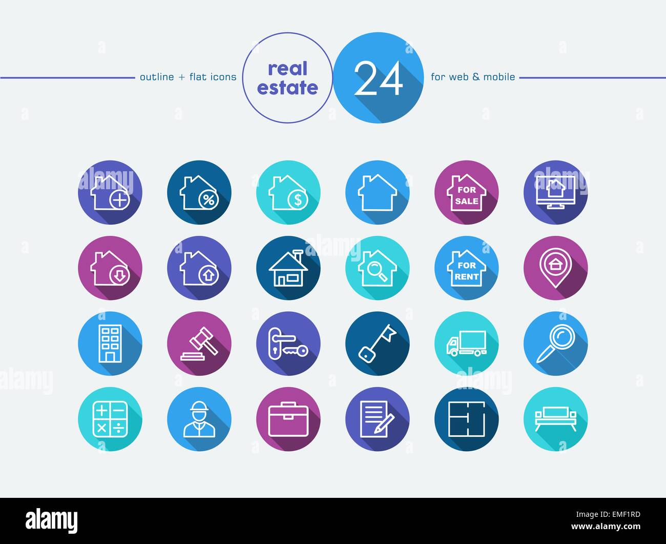 Real estate flat icons set Stock Vector Image & Art - Alamy