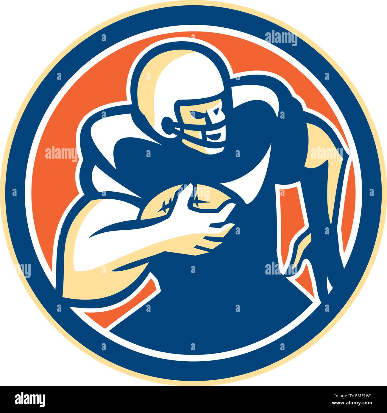American Football Player Running Circle Retro Stock Vector Image & Art ...