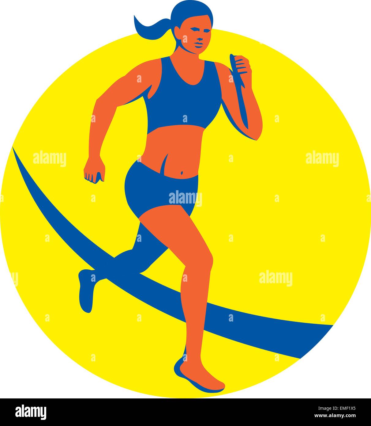 Female Triathlete Marathon Runner Retro Stock Vector Image & Art - Alamy