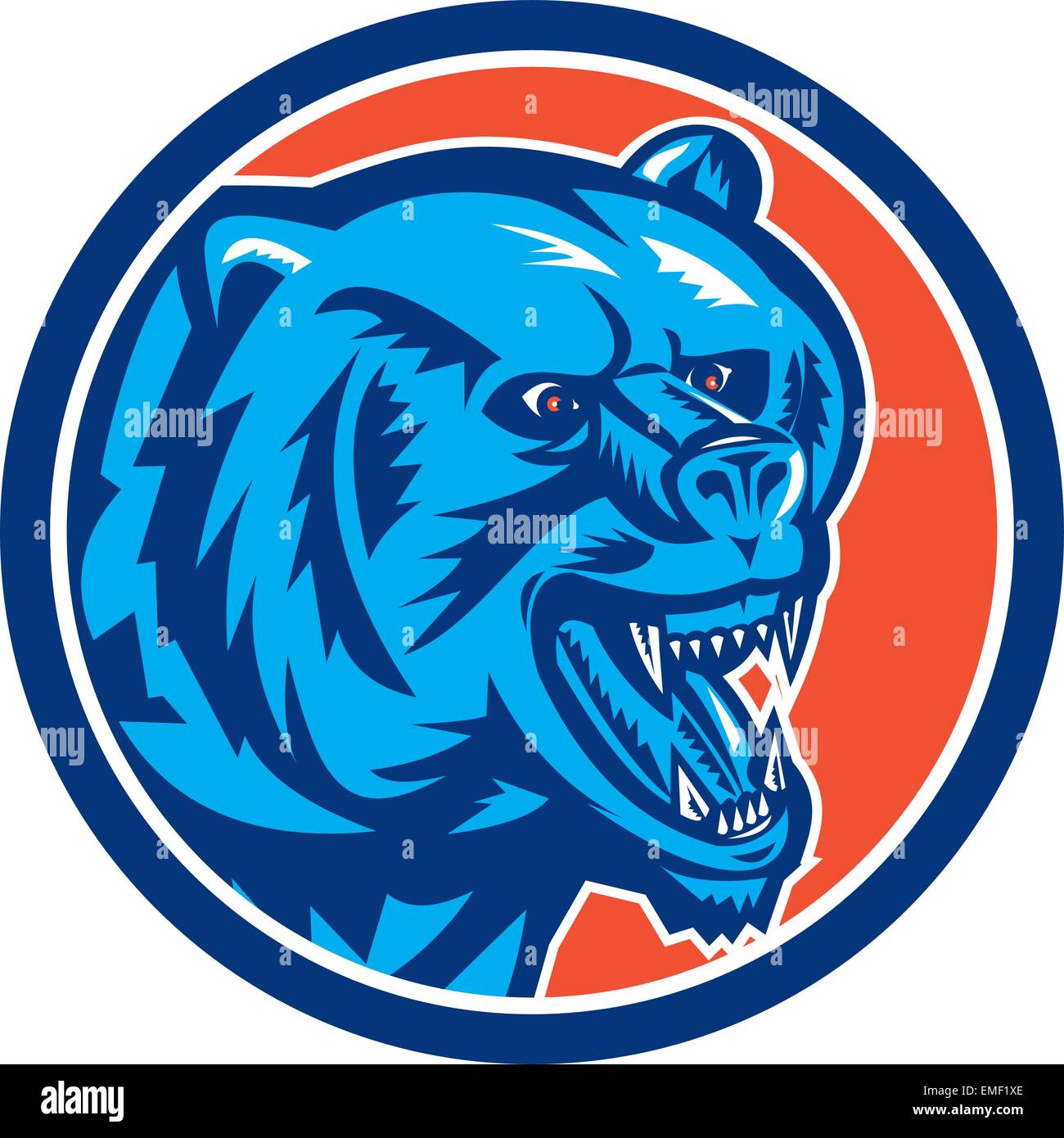 Grizzly Bear Angry Head Circle Retro Stock Vector Image & Art - Alamy