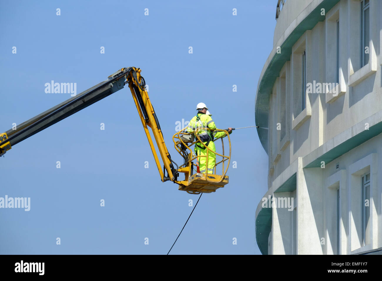 A specialist cleaning company power-washing the outside of The Midland ...